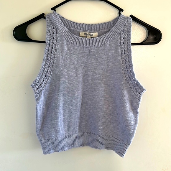 Madewell | Tops | Madewell Crochettrim Crop Sweater Tank In Distant ...